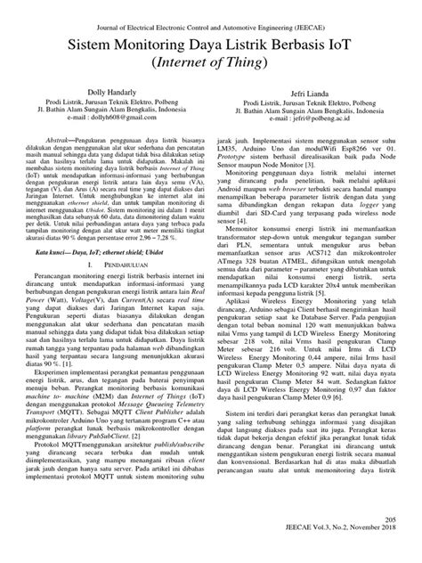 Sistem Monitoring Daya Listrik Berbasis Iot Pdf Sains And Matematika