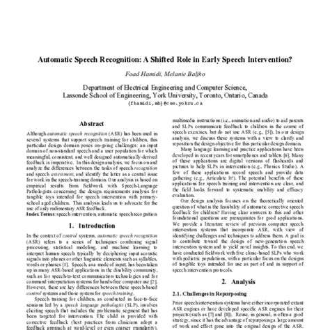Automatic Speech Recognition A Shifted Role In Early Speech