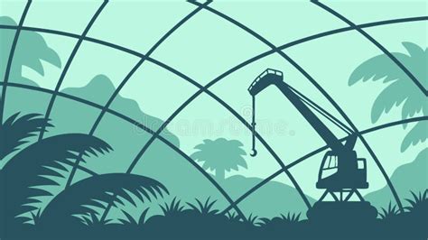 Modern Geodesic Dome With Crane Vector Illustration Vector Design Generative Ai Stock Vector