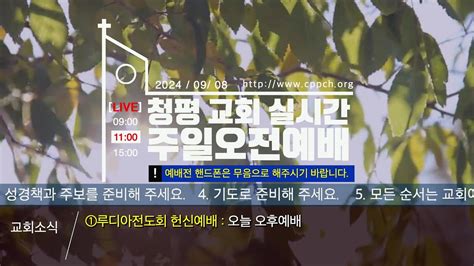 청평장로교회 실시간 주일오전예배 다시 생각하는 은혜 창 6 5 8 구 7면 Youtube