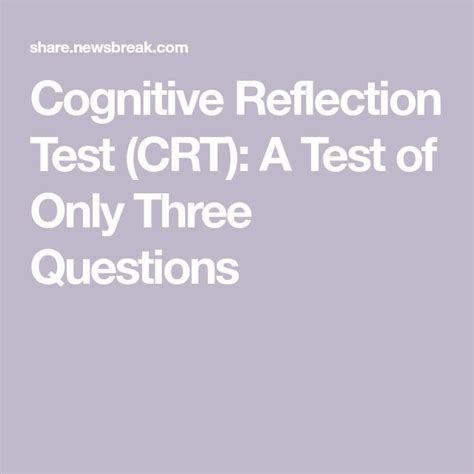 Cognitive Reflection Test Crt A Test Of Only Three Questions