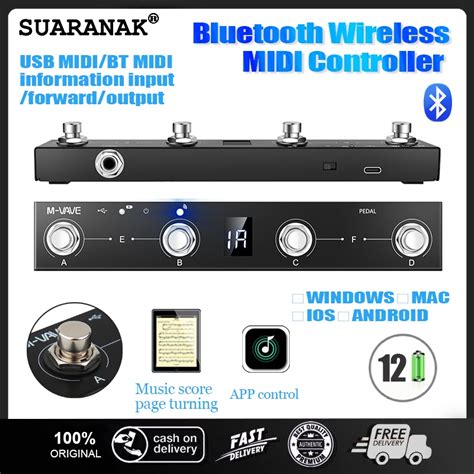 Bluetooth Wireless Midi Controller Chocolate 4 Footswitch Supports Usb