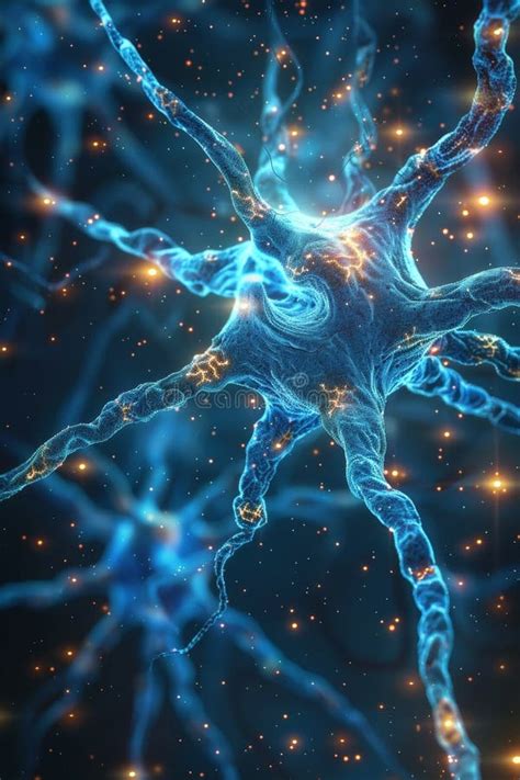 A Close Up Of A Neuron In The Dark Ai Stock Illustration Illustration Of Research Abstract