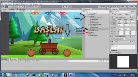 unity game engine while adding a canvas and then text into a gameobject canvas and text size