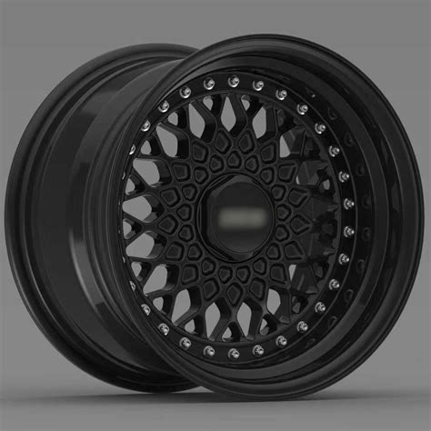 Replica Bbs Rs Deep Dish Step Lip 3 Piece Wheels 16x9j 5x114 3 All Black