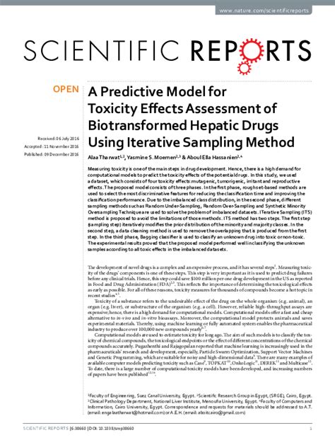 Pdf A Predictive Model For Toxicity Effects Assessment Of