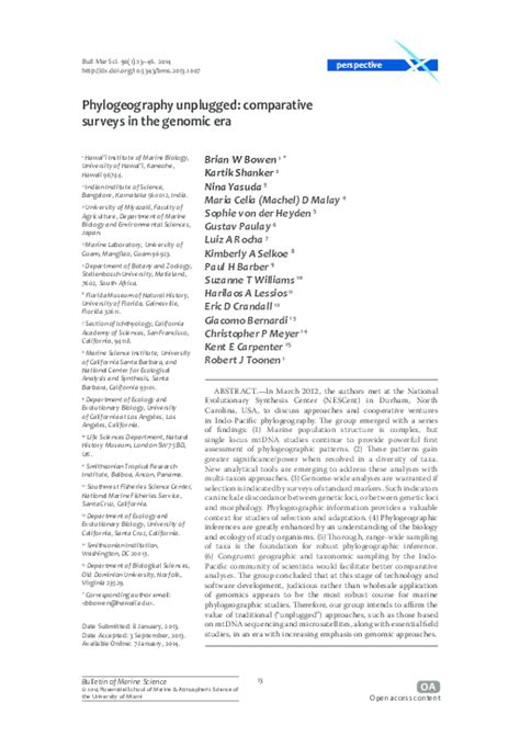 Pdf Phylogeography Unplugged Comparative Surveys In The Genomic Era