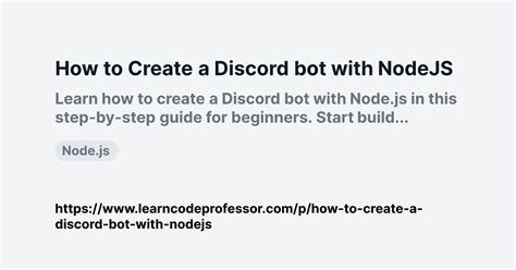 How To Create A Discord Bot With Nodejs Learncodeprofessor