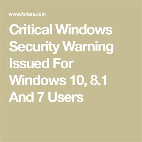 Critical Windows Security Warning Protect Your System