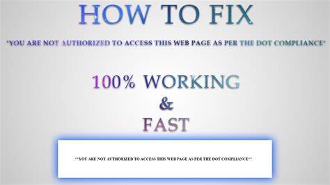 How To Fix You Are Not Authorized To Access This Web Page As Per The Dot Compliance Youtube