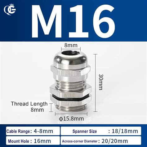 Electrical Metal M16 Cable Connector Gland With 4 8mm Cable Entry