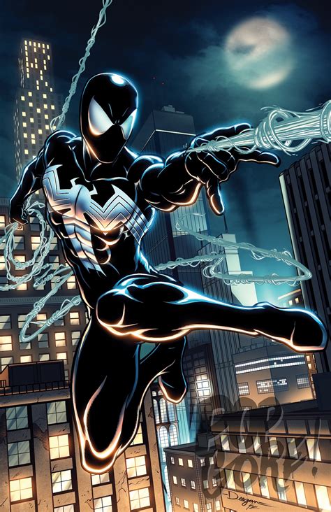 Spider Man Symbiote Black Costume Original Art Print Etsy