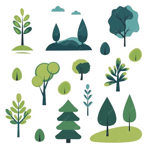 A Collection Of Environment Elements Flat Vector Illustration Premium