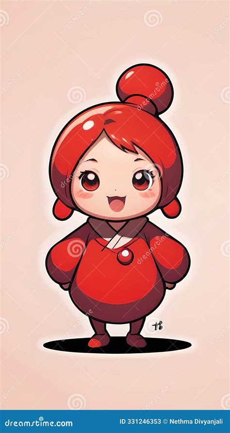 Adorable Chibbi Character With Red Outfit And Cheerful Expression