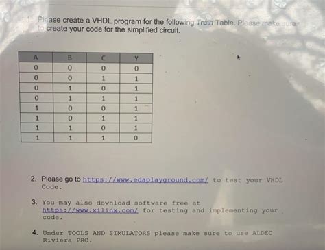 Solved 1 Please Create A Vhdl Program For The Following