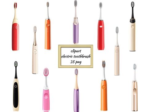 Electric Toothbrush Clipart Bundle 35 Png Illustrations Digital