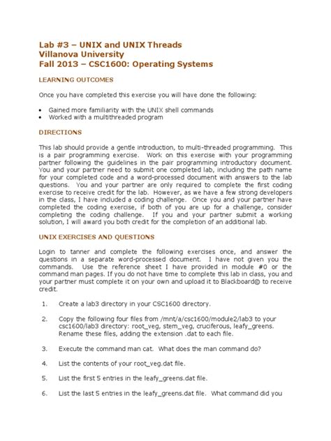 Lab 3 Unix And Linux Pdf Thread Computing Computer File