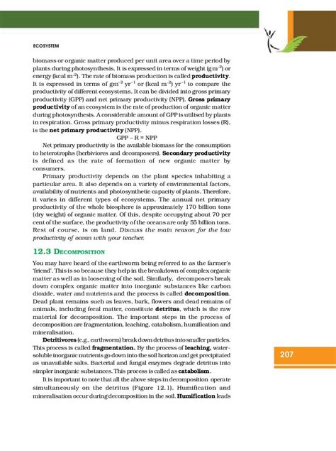 NCERT Book Class Biology Chapter Ecosystem PDF AglaSem
