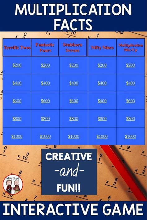Multiplication Facts Game Show Activity Multiplication Facts Multiplication Facts Practice
