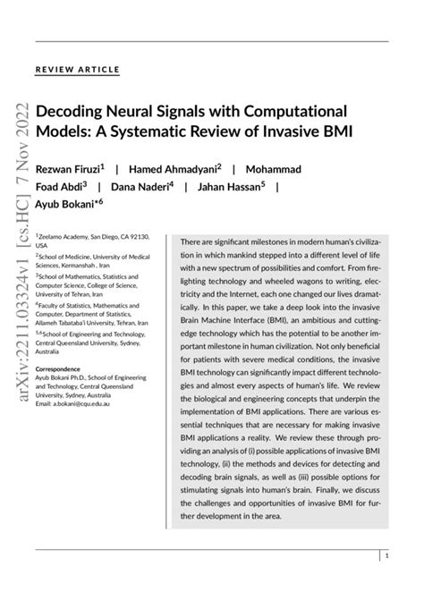 Decoding Neural Signals With Computational Models A Systematic Review