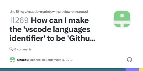 How Can I Make The Vscode Languages Identifier To Be Github Markdown Issue