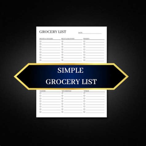 Grocery List Template Etsy