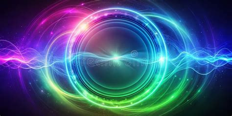 Abstract Vibrant Energy Field With Glowing Circular Halo And Dynamic Waveforms Generative Ai