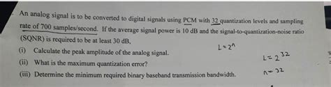 Solved An Analog Signal Is To Be Converted To Digital Chegg