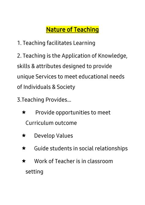 Nature Of Teaching Nature Of Teaching Teaching Facilitates Learning