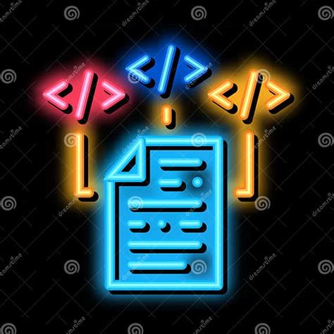 Programming Code File Neon Glow Icon Illustration Stock Vector