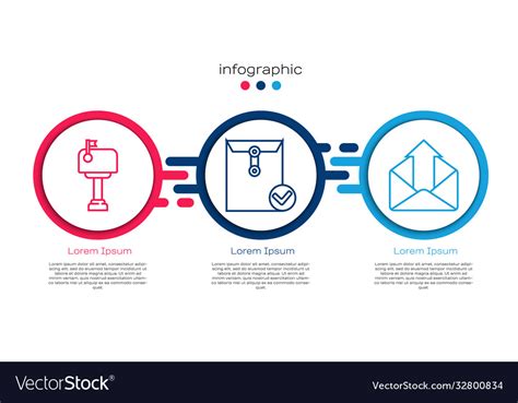 Set Line Mail Box Envelope And Check Mark Vector Image