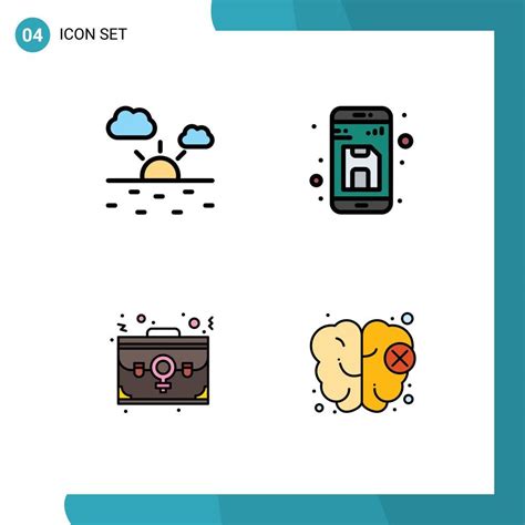 Set Of 4 Vector Filledline Flat Colors On Grid For Cloud Case Back