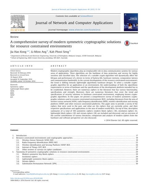 A Comprehensive Survey Of Modern Symmetric Cryptographic Solutions Pdf Cryptography