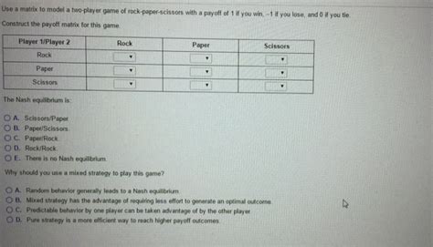 Solved Use A Matrix To Model A Two Player Game Of