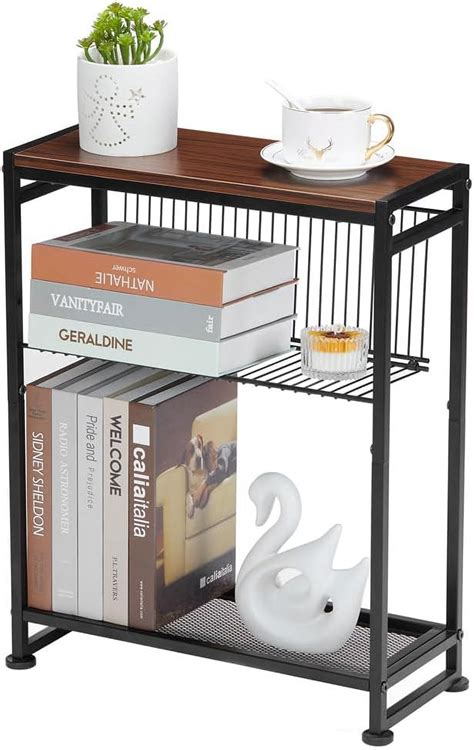 Small Side Table For Small Spaces Slim End Table With Magazine Holder