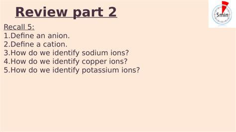 Ks4 Chemistry Single Science Identifying Ions Recap Teaching