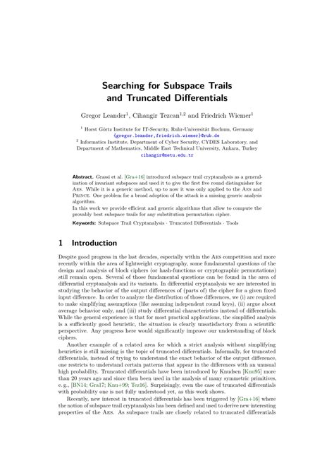 Pdf Searching For Subspace Trails And Truncated Differentials