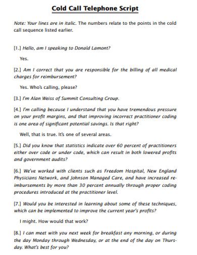 Cold Calling Script Examples Format Doc Pdf Cold Calling Script Examples Format Doc Pdf