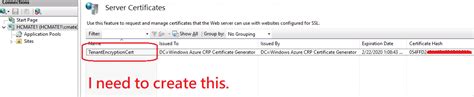 How To Create Tenantencryptioncert In Iis On Azure Vm Stack Overflow