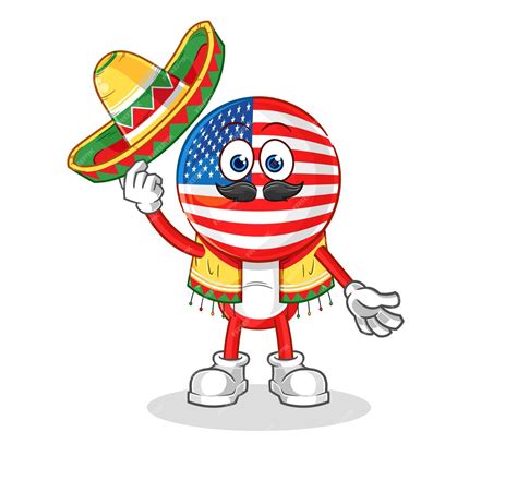Premium Vector America Mexican Culture And Flag Cartoon Mascot Vector