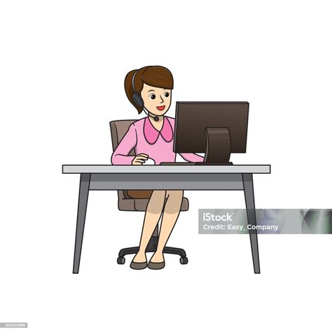 흰색 배경에서 격리된 연산자의 벡터 그림입니다 직업과 직업 개념 만화 캐릭터 교육 및 학교 아이 색칠 페이지 인쇄 가능 활동