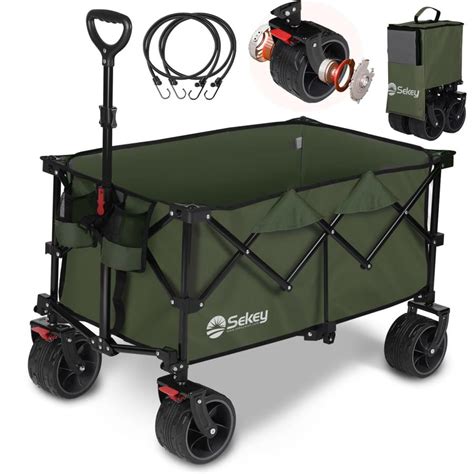 Sekey キャリーカート ワゴン 極太タイヤモデル大容量135l 耐荷重150kg 10cm幅極太タイヤ 前輪360度回転 ブレーキ付き