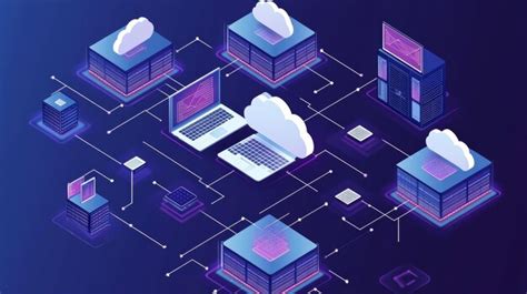 isometric illustration of analyzing big data digital datacenter