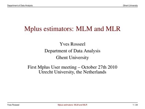 Mplus Estimators Mlm And Mlr Ghent University