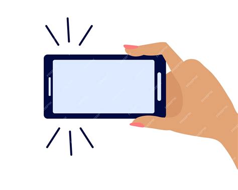 Женская рука со смартфоном иллюстрация плакат вектор Премиум векторы