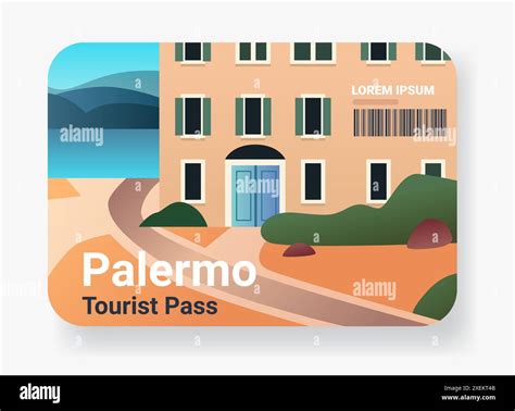 Tourist Pass Card Design With A Coastal Building Pathway And Landscape