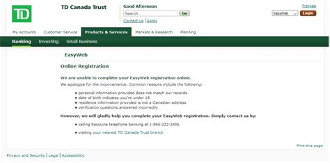 Anyone Who Use Easyweb For Td Bank Having Issues Im Trying To Register My Access Card Online