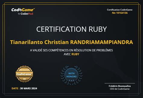 Codingame Certification