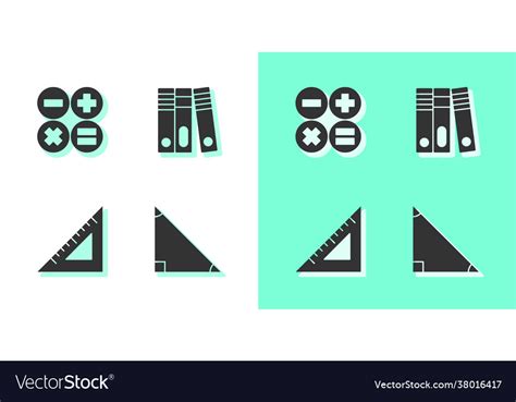 Set Triangle Math Calculator Triangular Ruler Vector Image
