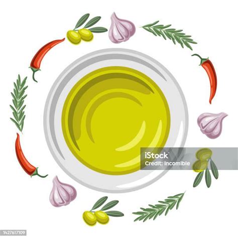 맛이 좋은 오일 로즈마리와 칠리 후추 올리브 가지와 마늘이있는 배경 요리를위한 매운 건강한 식생활에 대한 스톡 벡터 아트 및 기타 이미지 건강한 식생활 계절 고추류